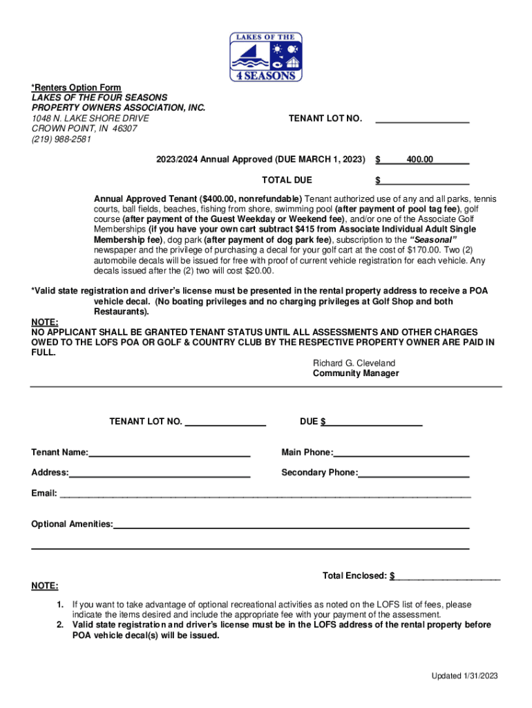 Fillable Online Renters Option Form Fax Email Print - pdfFiller