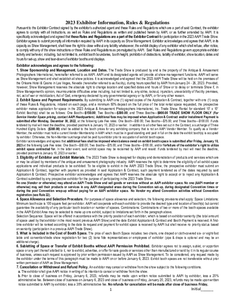 Fillable Online Exhibitor Information, Rules, and Regulations Fax Email Print - pdfFiller