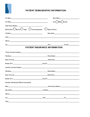 Fillable Online PATIENT INSURANCE INFORMATION Fax Email Print - pdfFiller