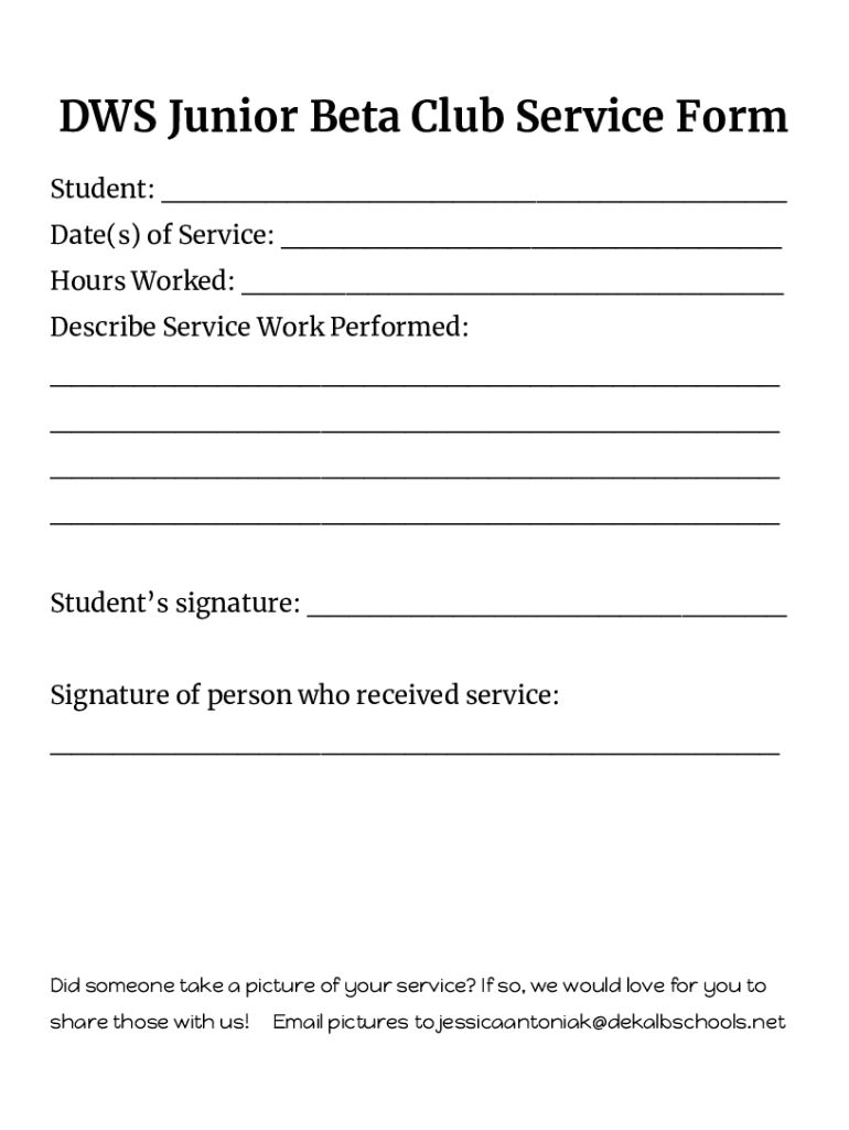 Fillable Online SAIL Jr. Beta Club Service Log Sheet Fax Email Print ...