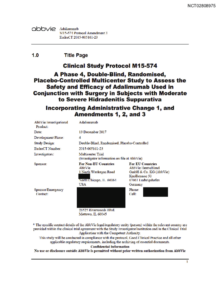 Fillable Online M15-574 Protocol Amendment 3 Fax Email Print - pdfFiller