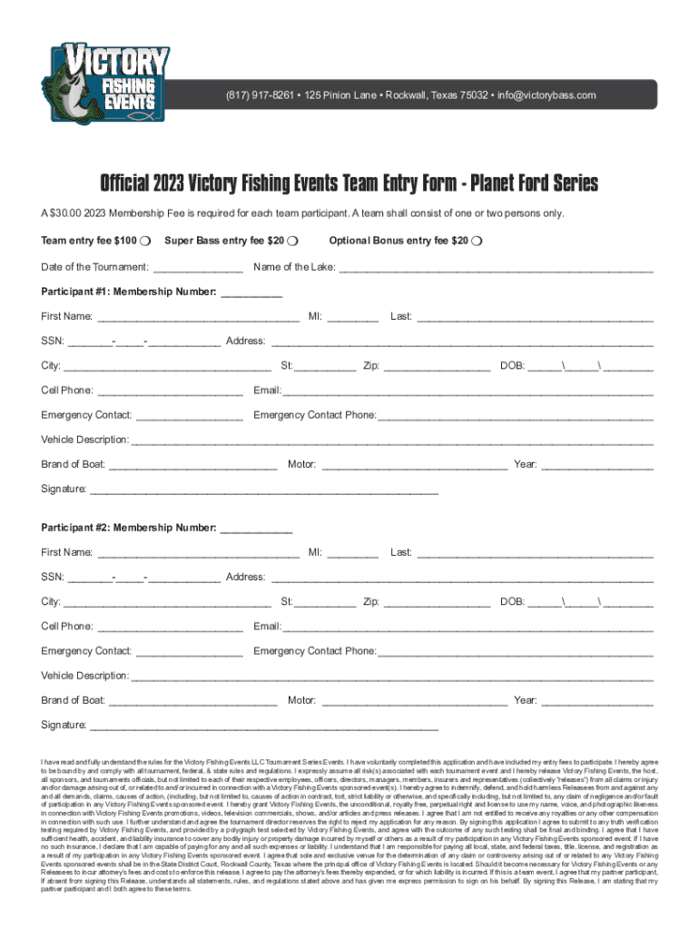 Fillable Online Primetime Bassin' TournamentThe only tournament you can ...