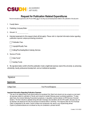 Fillable Online Request for Publication Related Expenditures form ...