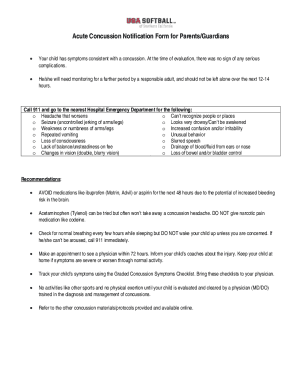 Fillable Online CIF Acute Concussion Notification Form for Parents ...