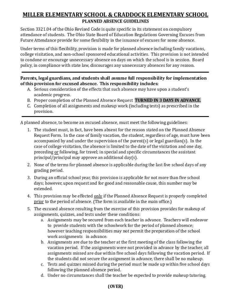 Fillable Online Planned Absence Form-MES and CES Fax Email Print ...