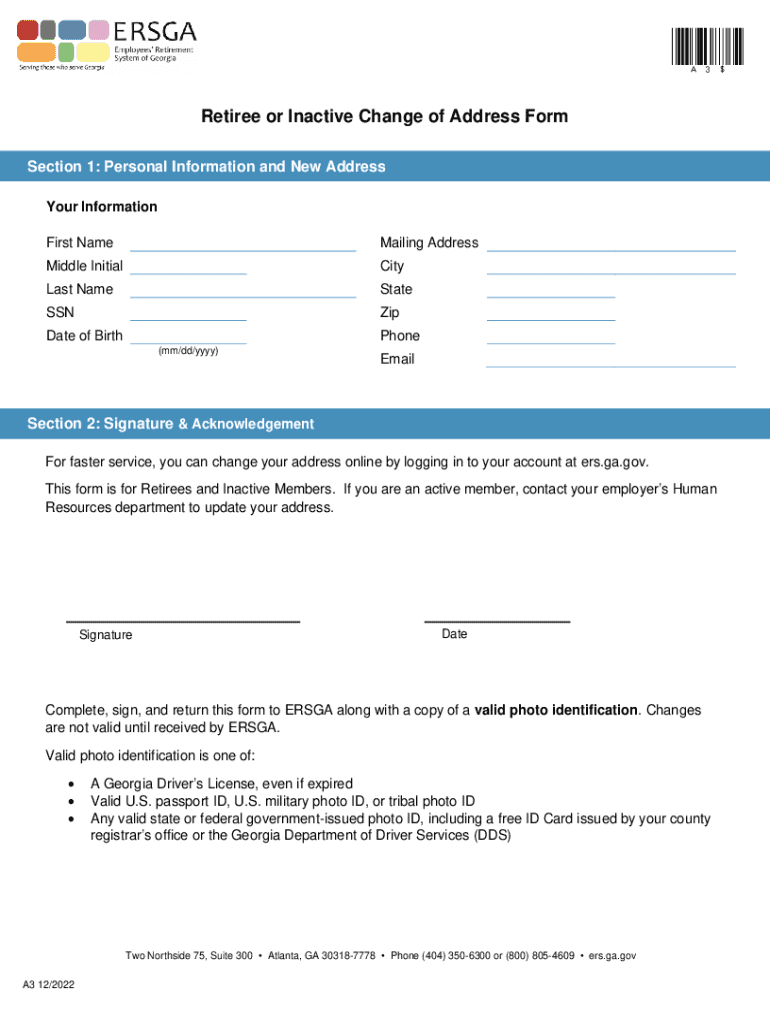 Fillable Online Retiree or Inactive Change of Address Form Fax Email Print - pdfFiller