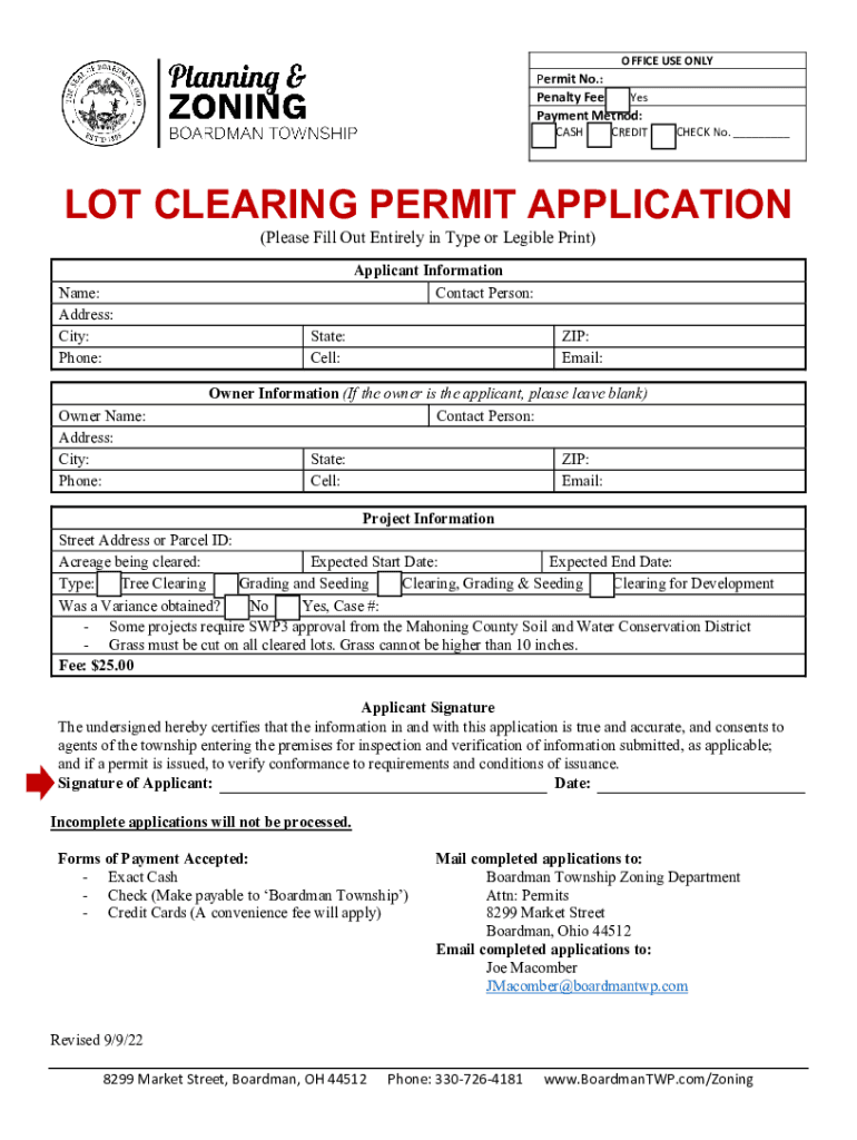 Fillable Online Get a Zoning Permit for site clearing or earth disturbance Fax Email Print ...