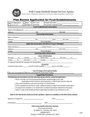 Fillable Online Food Service Plan Review Application-RVWORD Fax Email ...
