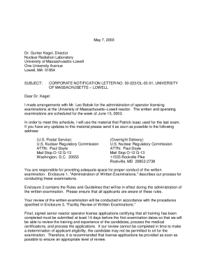 Fillable Online Corporate Notification Letter No. 50-223/OL-03-01 ...