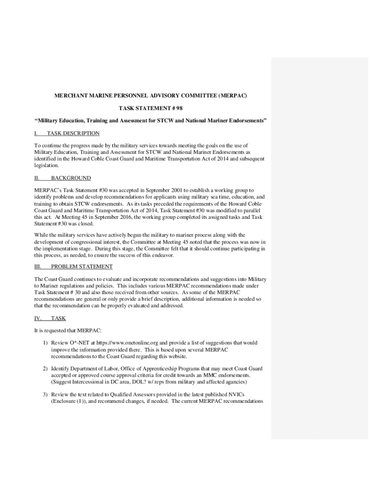 Fillable Online Task Statement 98 -M2M II Fax Email Print - pdfFiller