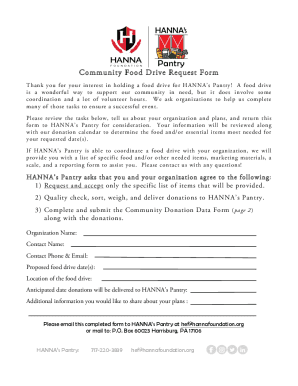 Fillable Online Community Food Drive Request Form Fax Email Print ...