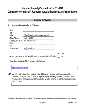 Fillable Online Columbia University released it's Common Data Set for ...
