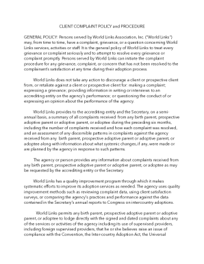 Fillable Online Client Complaint Policy and Procedure Fax Email Print ...