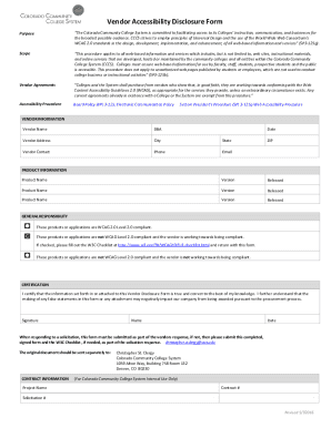 Fillable Online Vendor Accessibility Disclosure Form Fax Email Print ...
