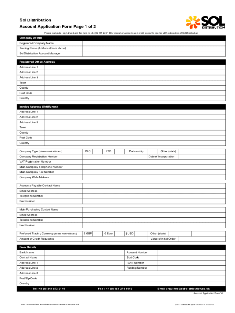 Fillable Online Sol-Distribution-Account-Application-Form.xls Fax Email ...
