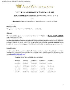 Fillable Online 2021 PREFERRED AGREEMENT (TOUR OPERATORS) Fax Email ...