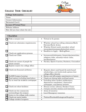 Fillable Online The College Campus Tour Checklist Fax Email Print ...