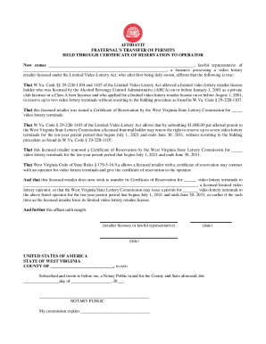 Fillable Online AFFIDAVIT FRATERNAL'S TRANSFER OF PERMITS ... Fax Email Print - pdfFiller