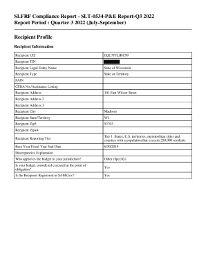 Fillable Online SLFRF Compliance Report - SLT-0534-P&E Report-Q3 2022 ...