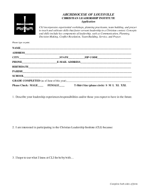 Fillable Online CHRISTIAN LEADERSHIP INSTITUTE Application Fax Email ...