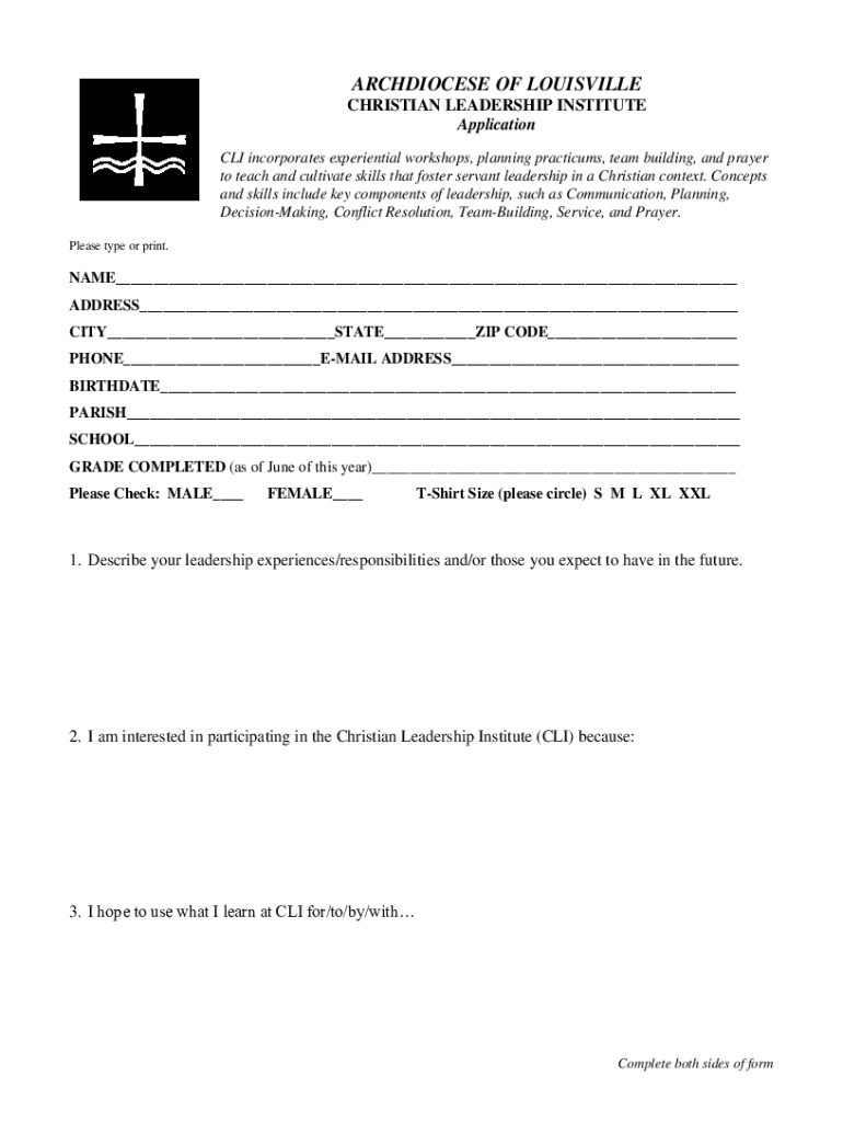Fillable Online CHRISTIAN LEADERSHIP INSTITUTE Application Fax Email Print - pdfFiller