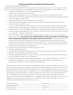 Fillable Online QUEEN AND PRINCESS CONTEST RELEASE FORM Fax Email Print ...