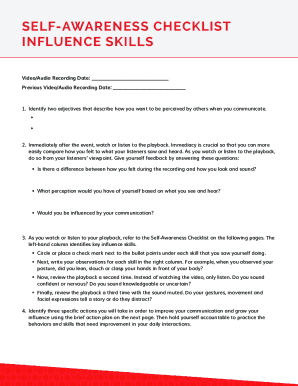 Fillable Online SELF-AWARENESS CHECKLIST INFLUENCE SKILLS Fax Email ...
