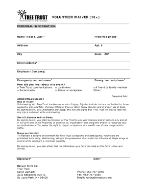 Fillable Online Day Volunteer Waiver Fax Email Print - pdfFiller