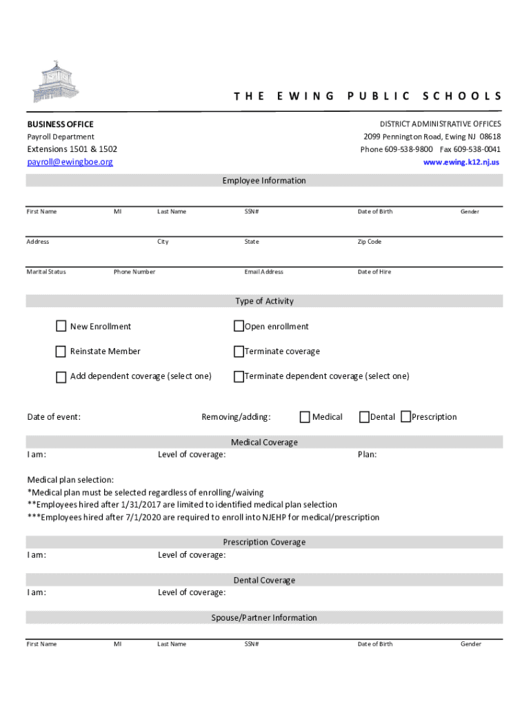 Fillable Online Benefit Enrollment-Waiver Form - new.xlsx Fax Email ...