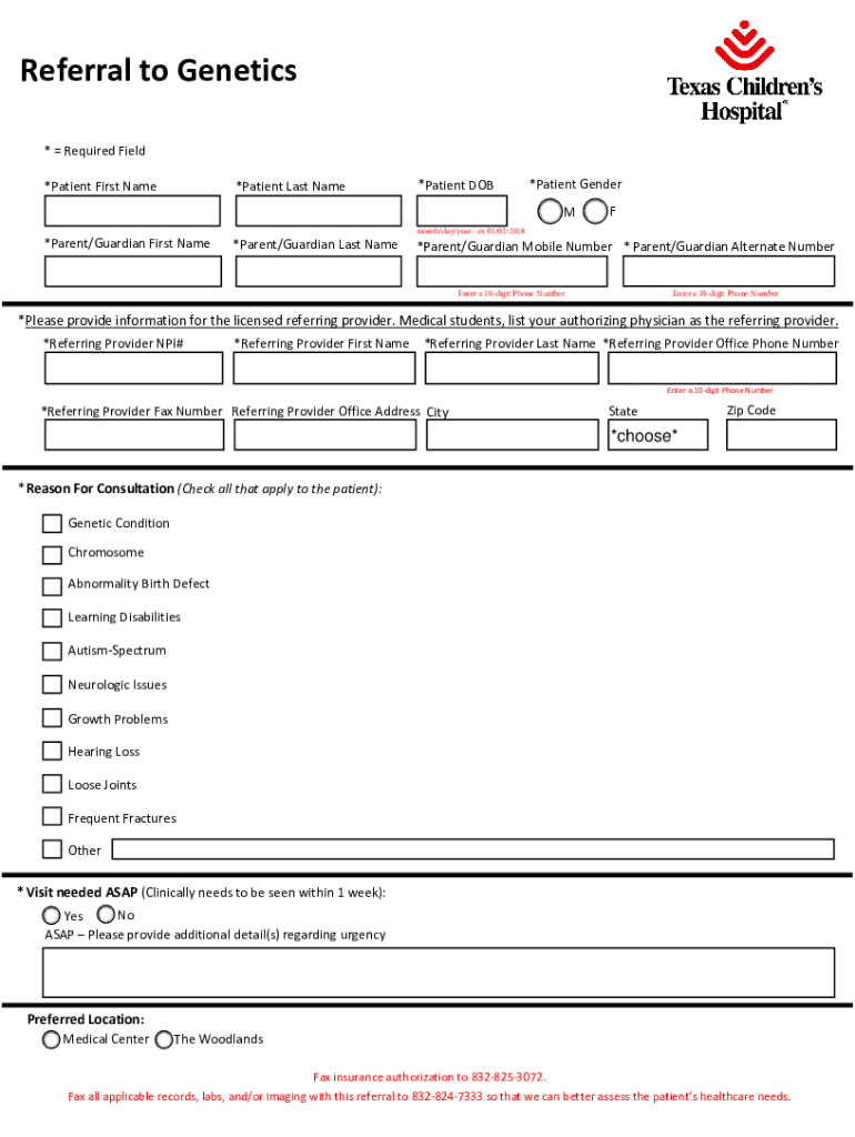 Fillable Online Indications for genetic referral: a guide for ...