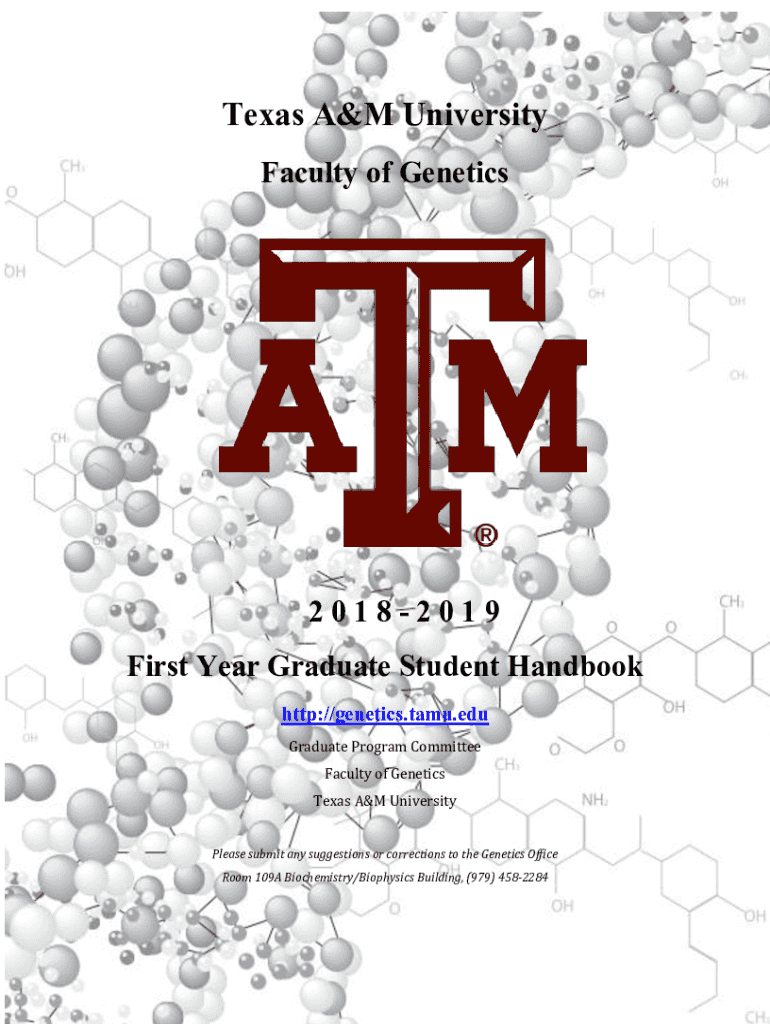 Fillable Online genetics tamu 2 0 1 9 First Year Graduate Student ...