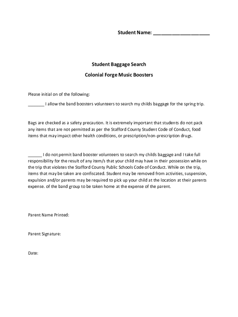 Fillable Online Boosters - WELCOME TO COLONIAL FORGE BANDS Fax Email ...