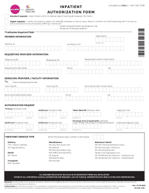 Fillable Online ES-PAF-1418 - Inpatient Authorization Form. Inpatient ...