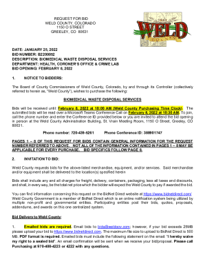 Fillable Online Fillable Online co weld co REQUEST FOR BID ... Fax ...