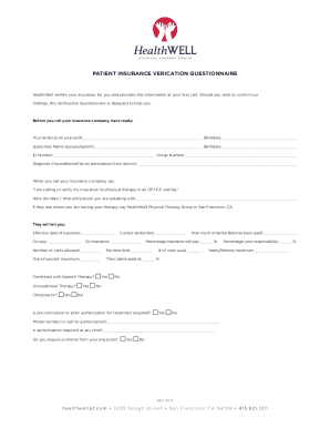 Fillable Online Insurance Eligibility Verification Form Fax Email Print ...