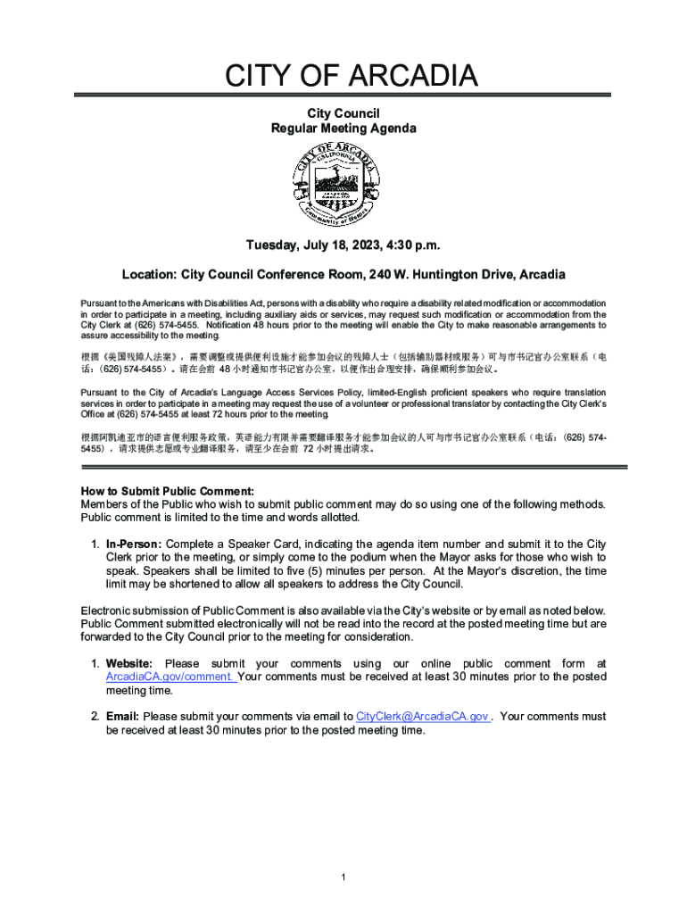 Fillable Online City of Arcadia - Video Player Fax Email Print - pdfFiller