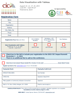 Fillable Online Data Visualization with Tableau Registration Form Fax ...