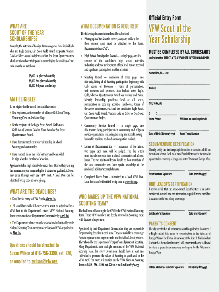 Fillable Online Scout of the Year Entry Form Fax Email Print - pdfFiller