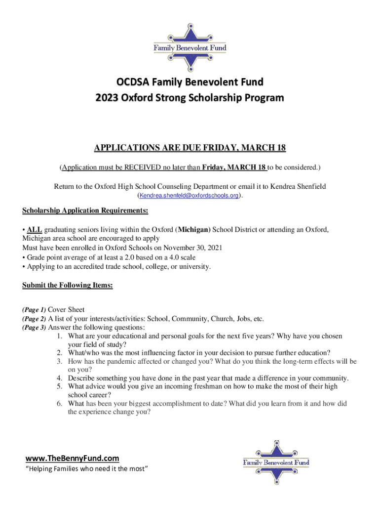 Fillable Online OCDSA Family Benevolent FundPontiac, MIUnited States ...