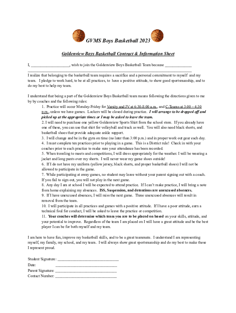 Fillable Online Boys Basketball - Clinton Township Middle School Fax ...