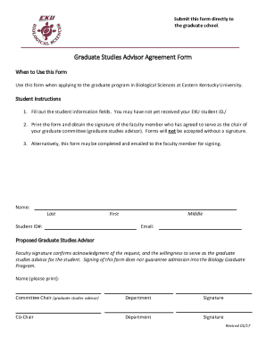 Fillable Online Graduate Studies Advisor Agreement Form Fax Email Print - pdfFiller
