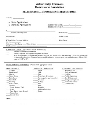 Fillable Online ARCHITECTURAL IMPROVEMENT REQUEST FORM ... Fax Email ...