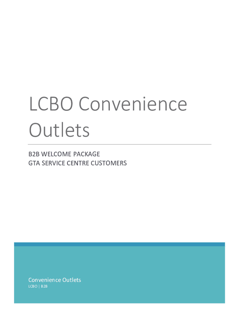 Fillable Online LCBO Convenience Outlets. B2B Welcome PackageGTA ...
