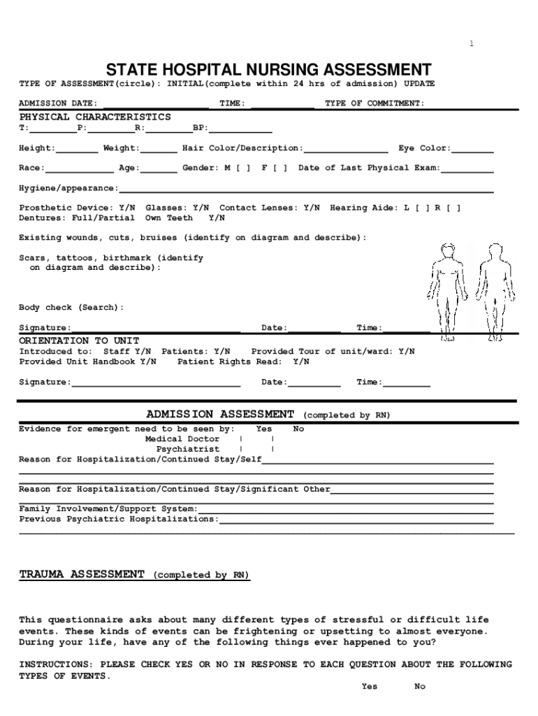 Fillable Online Patient Admission, Assessment, Reassessment and ... Fax Email Print - pdfFiller