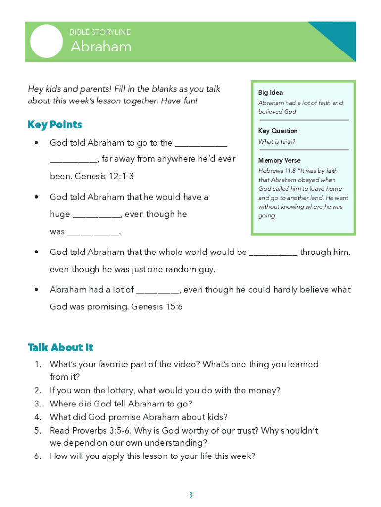 Fillable Online The Story of Abraham: Bible Lesson for Children's ...