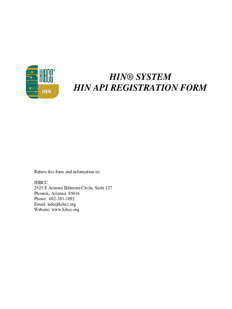 Fillable Online hin system hin api registration form Fax Email Print ...