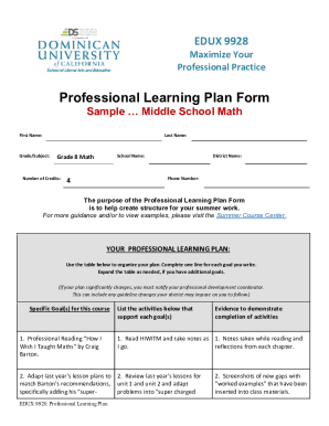 Fillable Online Professional Learning Plan Form Fax Email Print - pdfFiller