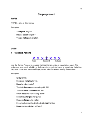 Fillable Online Simple Present Simple Present FORM VERB + s/es in ...