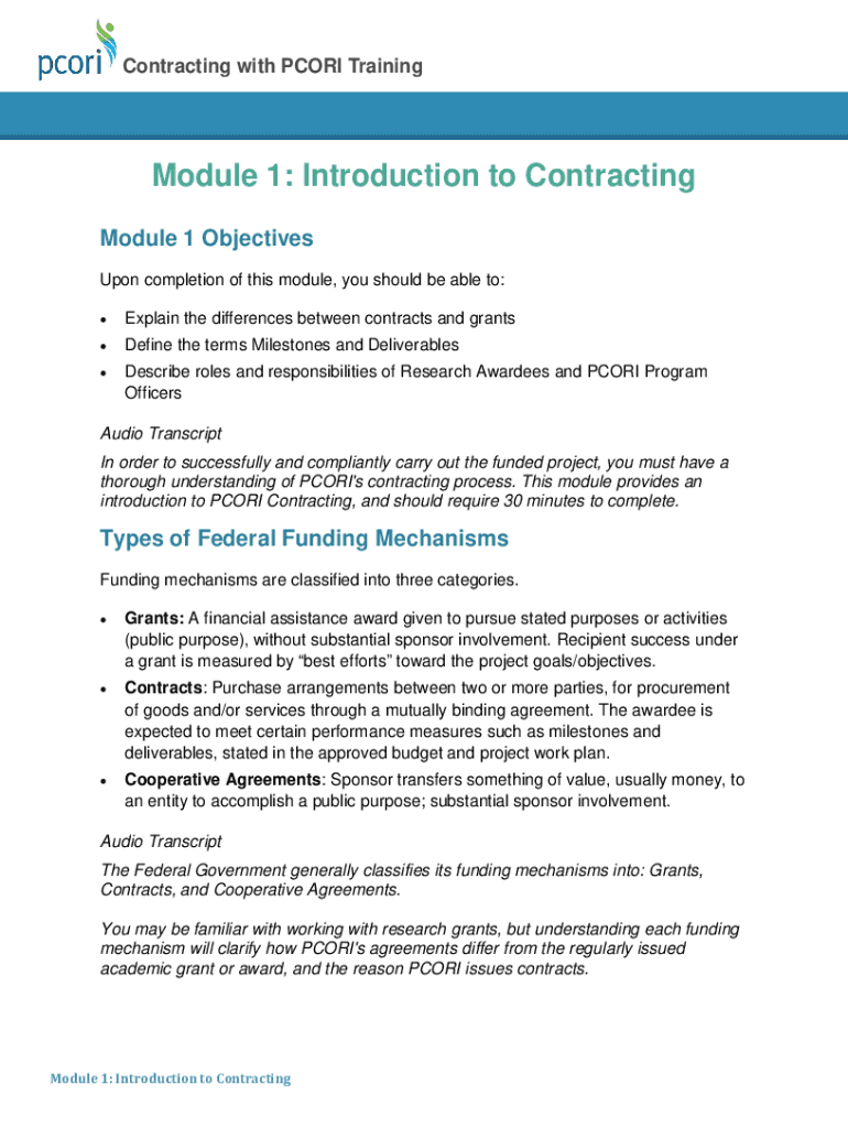 Fillable Online E-Module 2 - Understanding USAID's Types of Awards ...