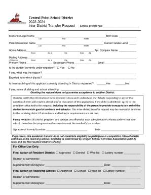 Fillable Online Inter-District Transfer Request Fax Email Print - pdfFiller